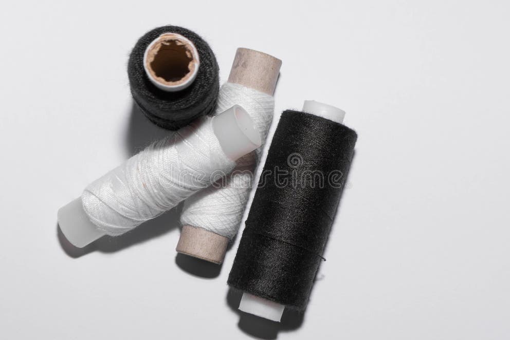 Black and white thread stock photo. Image of closeup - 153633578