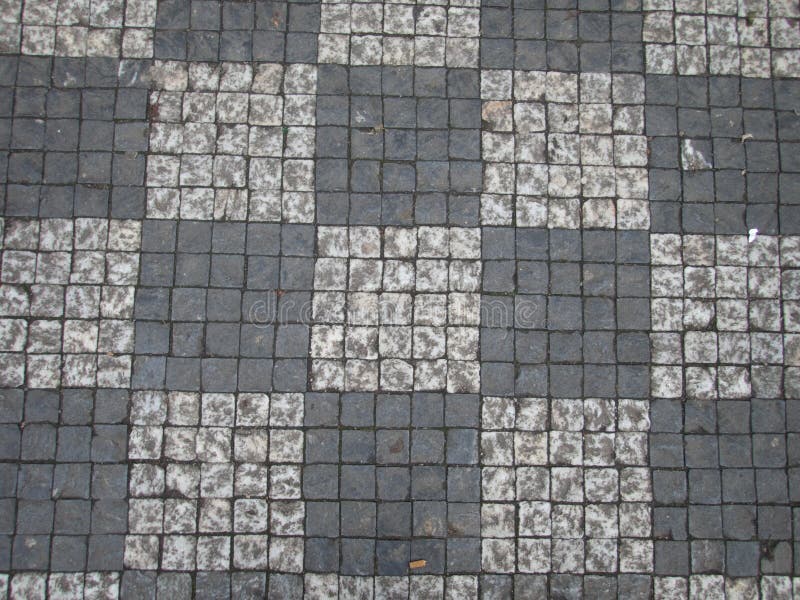 Black and White Tiles Pattern in a Street Stock Image - Image of brown ...