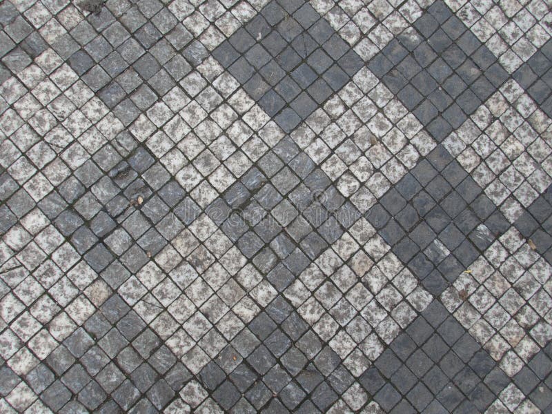 Black and White Tiles Pattern in a Street Stock Image - Image of cobble ...
