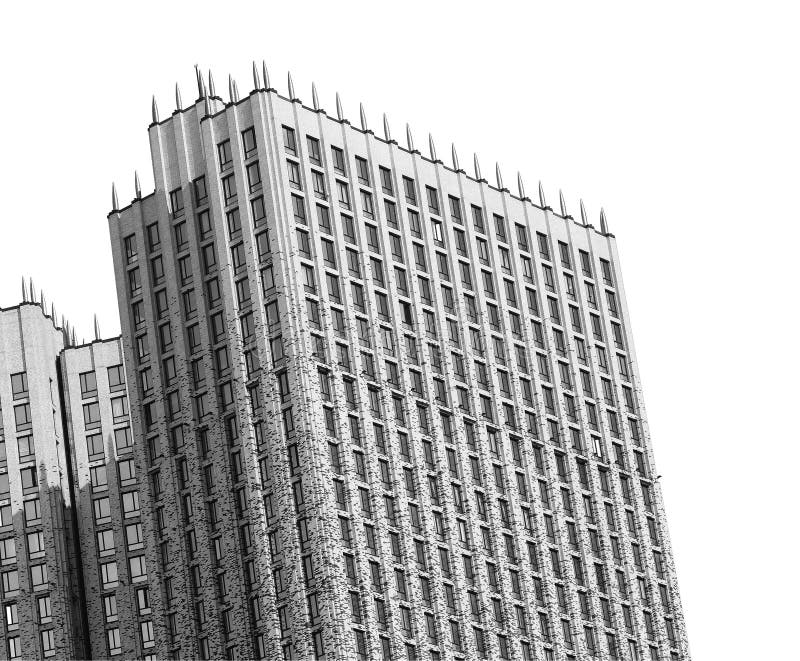 Black & White Tilted Skyscraper Architecture Background Stock Photo ...