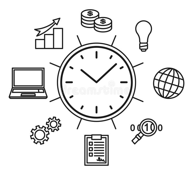 Black and White Time Management Concept Poster Stock Vector ...