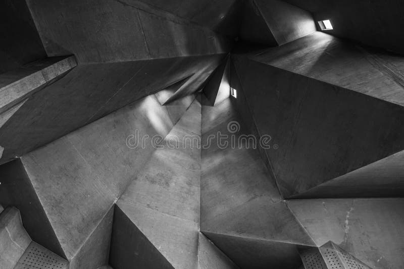 Detail of Rough Raw Concrete Ceiling with Abstract Geometric Patterns ...
