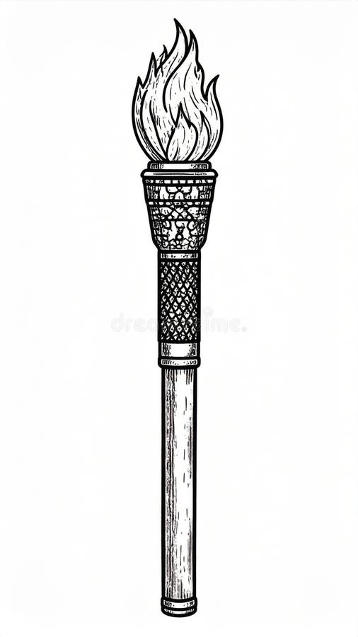 Black and White Torch Illustration Stock Illustration - Illustration of ...