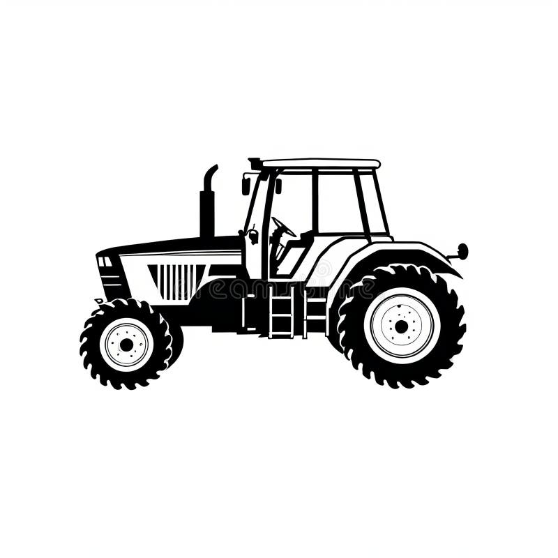 Black and White Tractor Illustration for Farming Stock Illustration ...