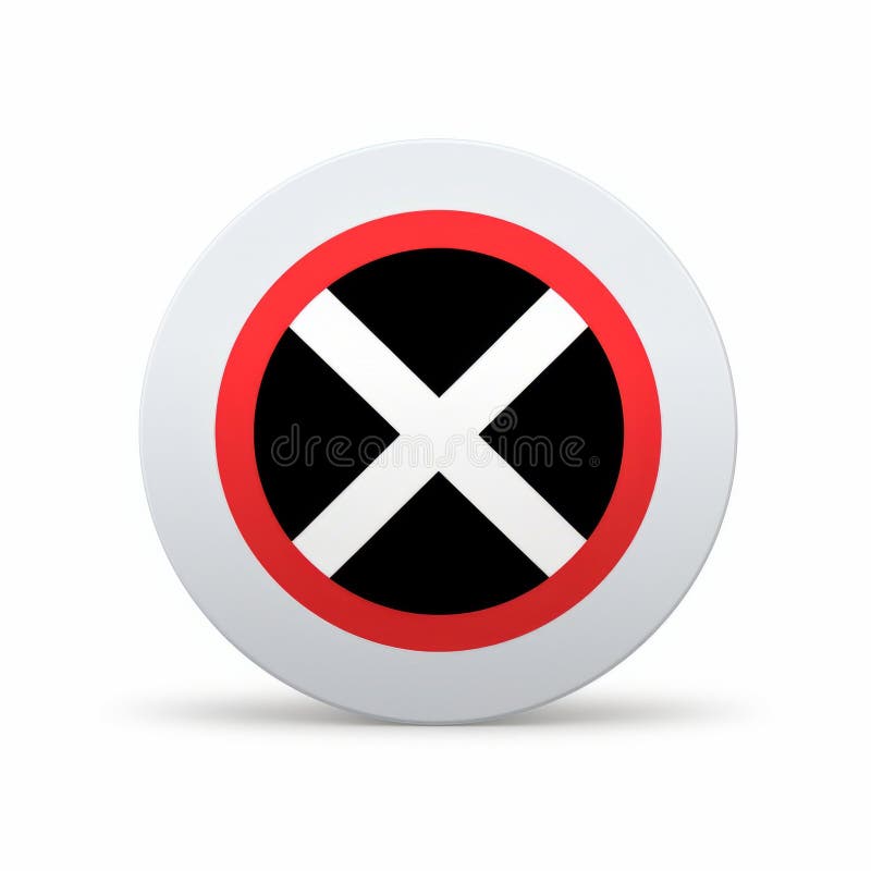 A Black and White Traffic Sign with an X on it Stock Illustration ...
