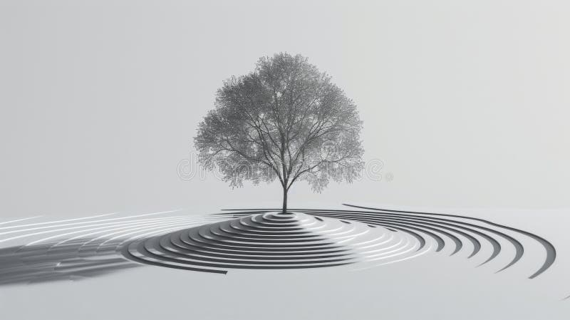 Black and White Tree with Circular Patterns Stock Image - Image of ...
