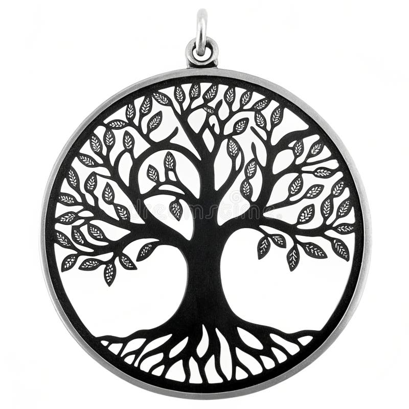 Black and White Tree of Life Design Isolated on White Background Stock ...