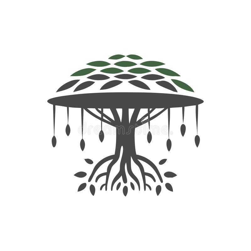 Black and White Tree of Life Vector Illustration, Circular Design Stock ...