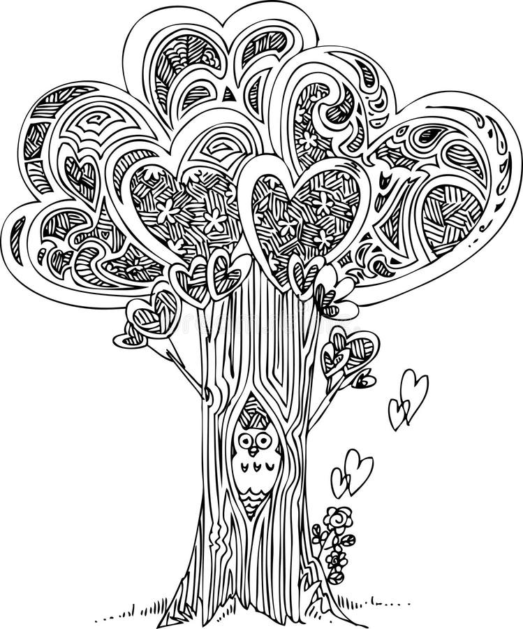 Coloring Tree of Love Vector Stock Vector - Illustration of trees ...