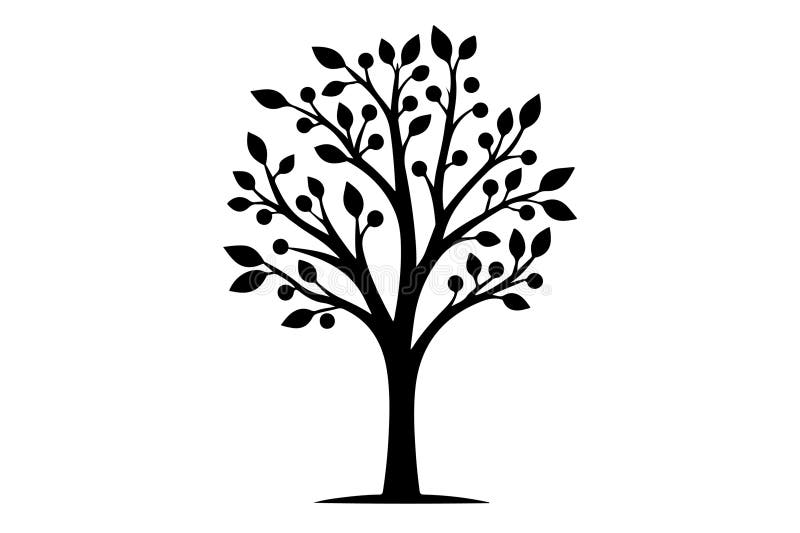 Black and White Tree Vector, Black and White Tree Vector Illustration ...