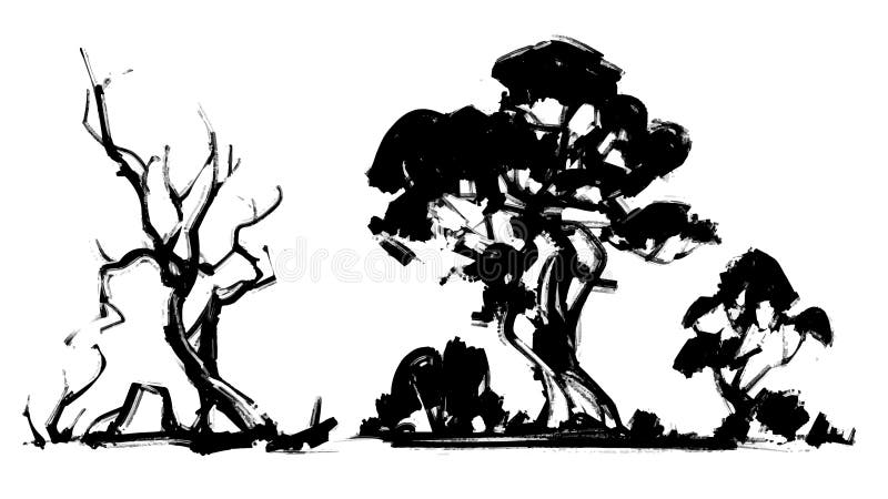 Black and white trees stock vector. Illustration of silhouette - 349527434