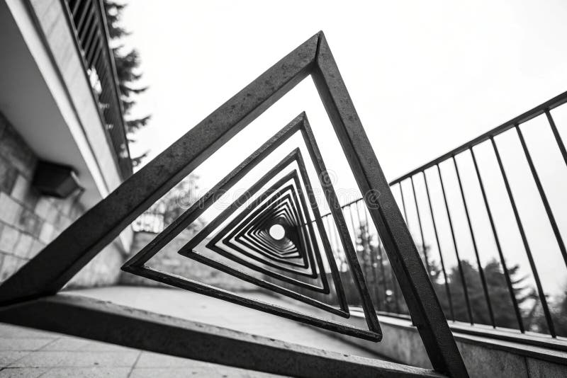 Black and White Triangle Spiral Pattern in Modern Architecture Stock ...