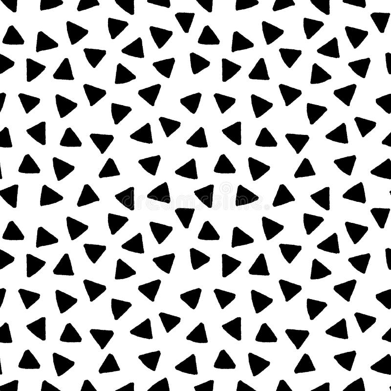 Black and White Triangles Hand Drawn Simple Geometric Seamless Pattern ...