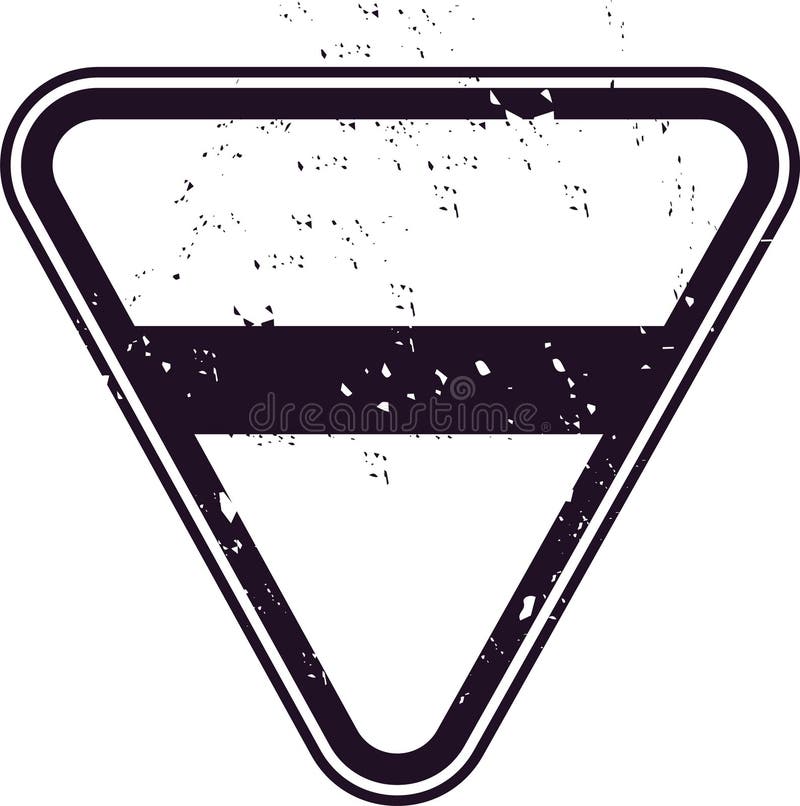 Black and White Triangular Yield Right of Way Road Sign with Grunge ...