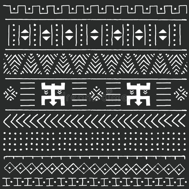 Black and White Tribal Ethnic Pattern with Geometric Elements ...