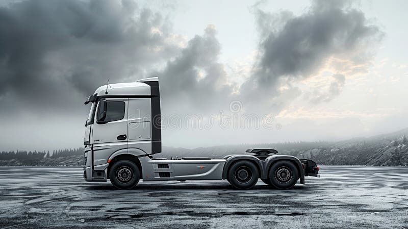 Black and White Truck Profile, Freight Transport Banner with Copy Space ...