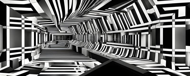 Black and White Tunnel Structure Representing Data and Communication ...