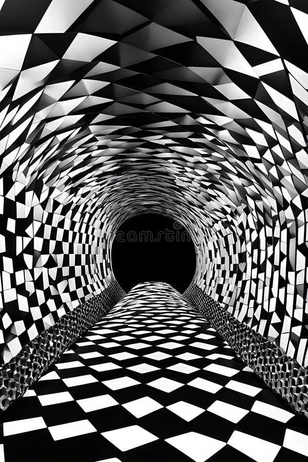 Black and White Tunnel Structure Representing Data and Communication ...