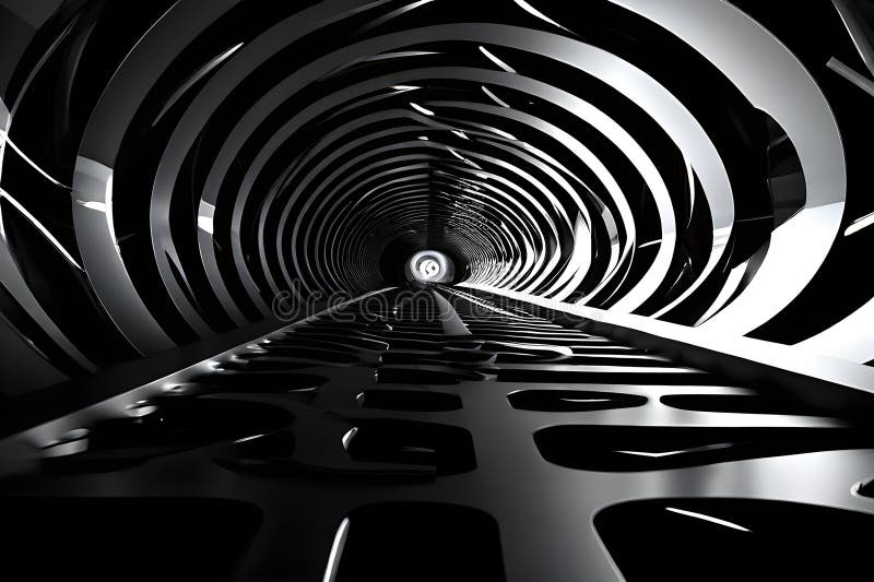 Black and White Tunnel Structure Representing Data and Communication ...