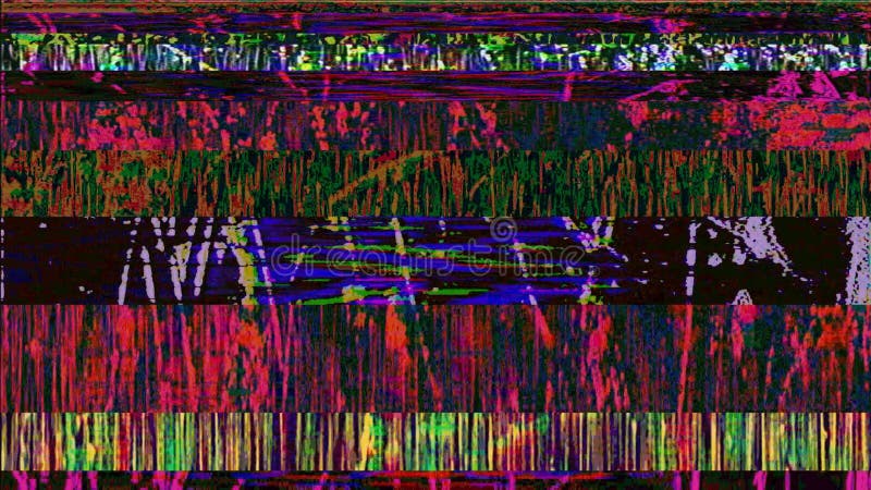 Black and White TV Screen Static with Digital Corruption and Broken ...