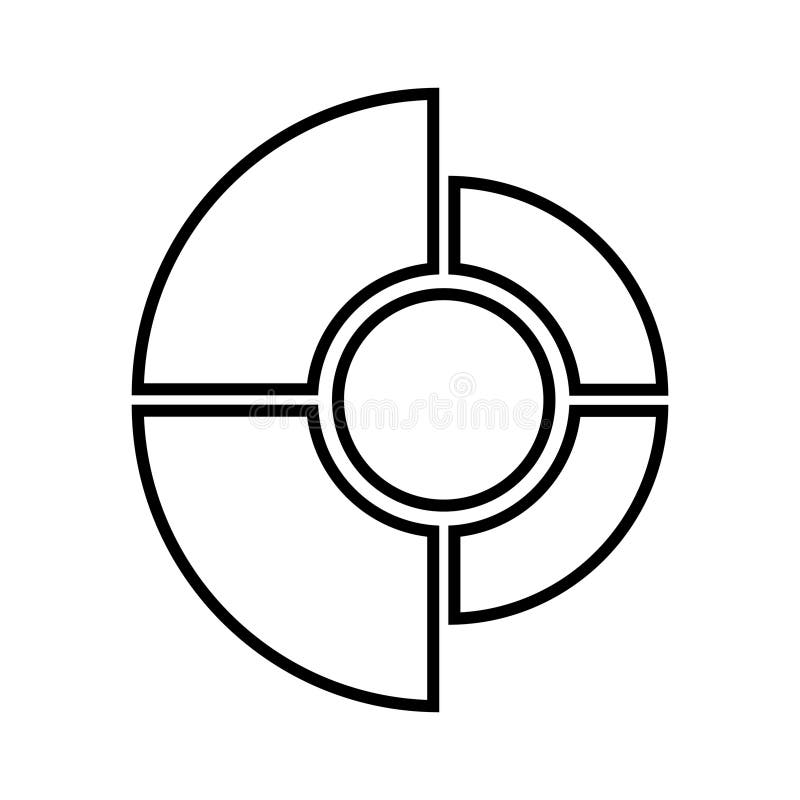 Black and White Unique Half Circle Diagram. Outline Design Style Stock ...
