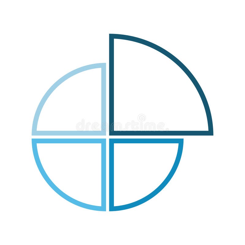 Black and White Unique Quarter Circle Diagram. Outline Design Style ...