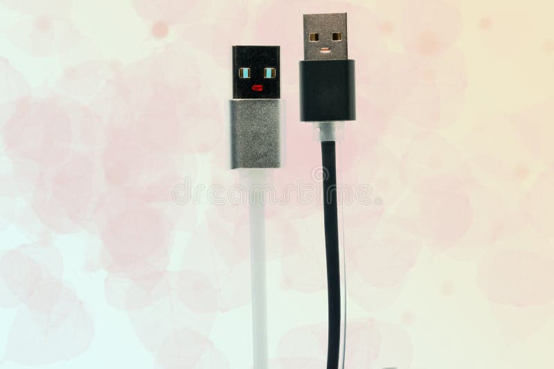 Black and White USB Cables in the Form of Men and Women. Inter ...