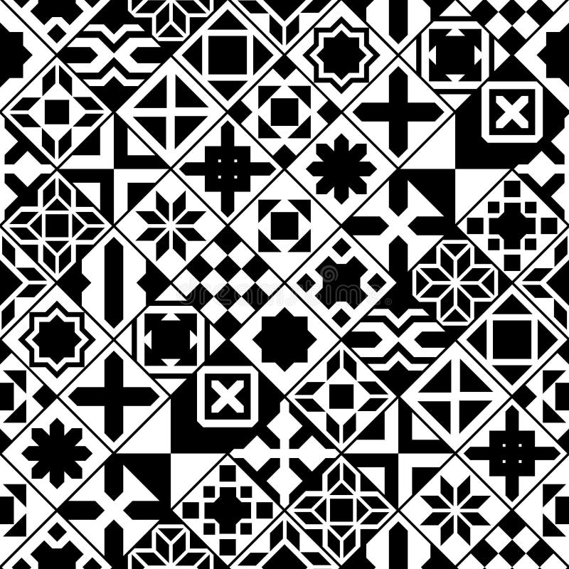 Black and White Various Moroccan Tiles Seamless Pattern, Vector Stock ... Black and White Various Moroccan Tiles Seamless Pattern, Vector Stock ...
