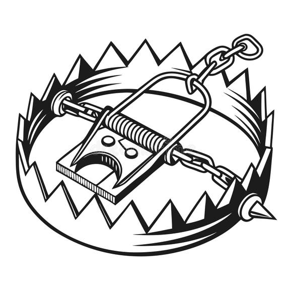 Black and White Vector Bear Trap Illustration for Danger Warning Signs ...