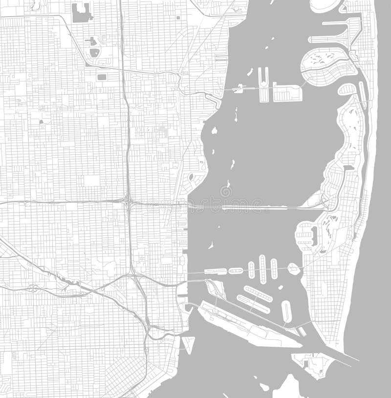 Black and White Vector City Map of Miami with Well Organized Sep Stock ...