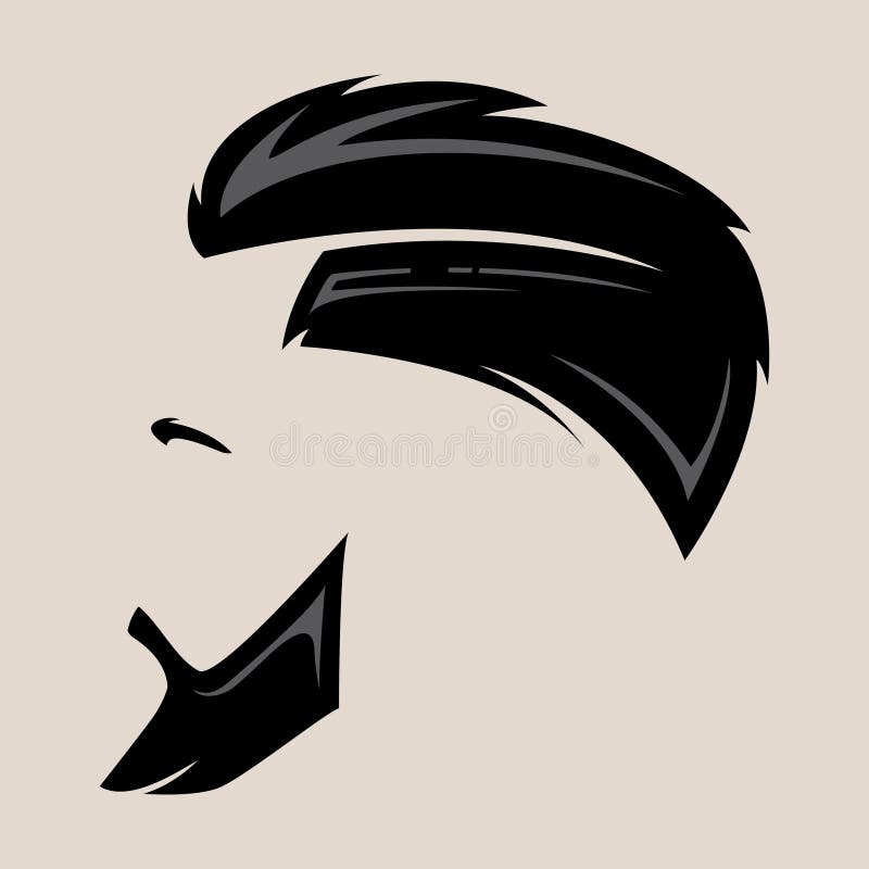 Black and White Vector Face with Hairstyle and Beard Stock Vector ...