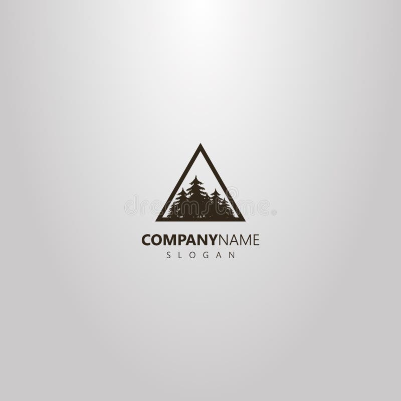 Vector Flat Art Logo of a Coniferous Forest in a Triangular Frame Stock ...