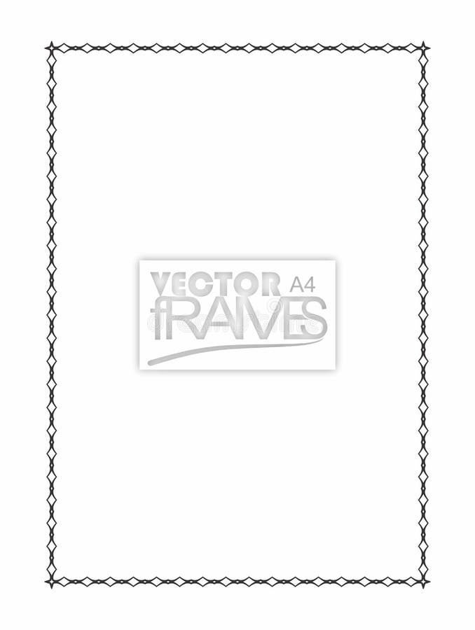 Black and White Vector Frames. A4 Size Frames. Rectangular Frame in ...