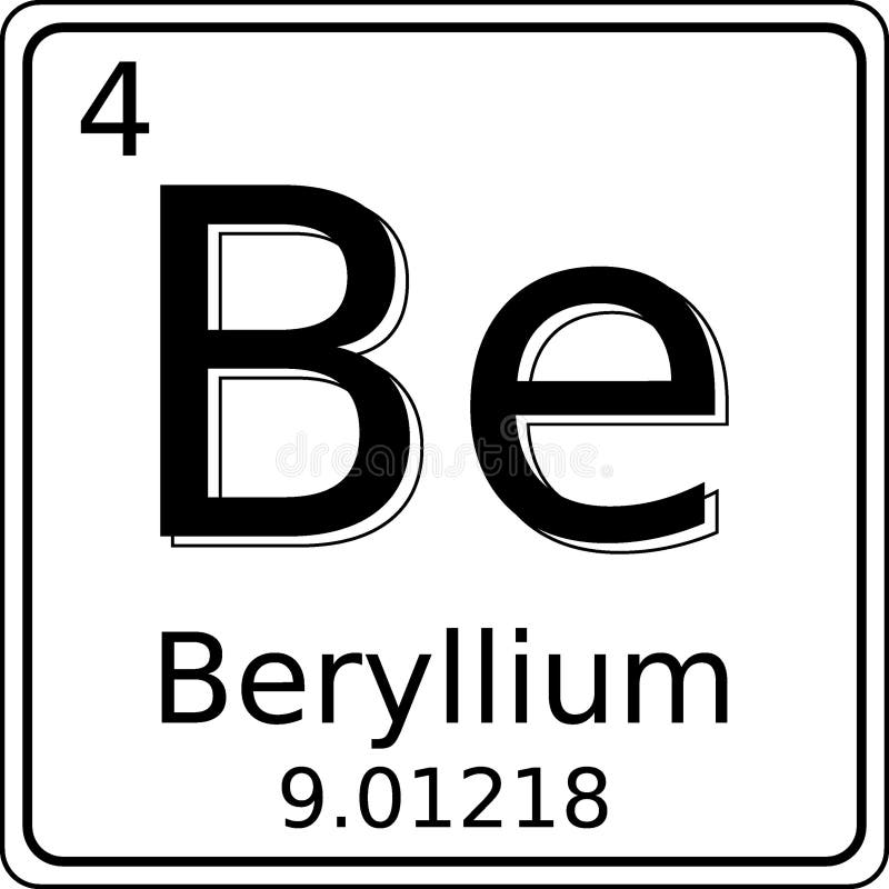 Black and White Vector Graphic of the Symbol of the Beryllium (Be ...