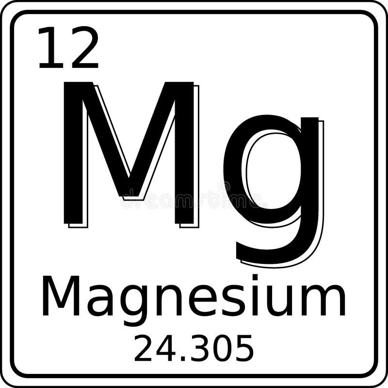 Black and White Vector Graphic of the Symbol of the Magnesium (Mg ...