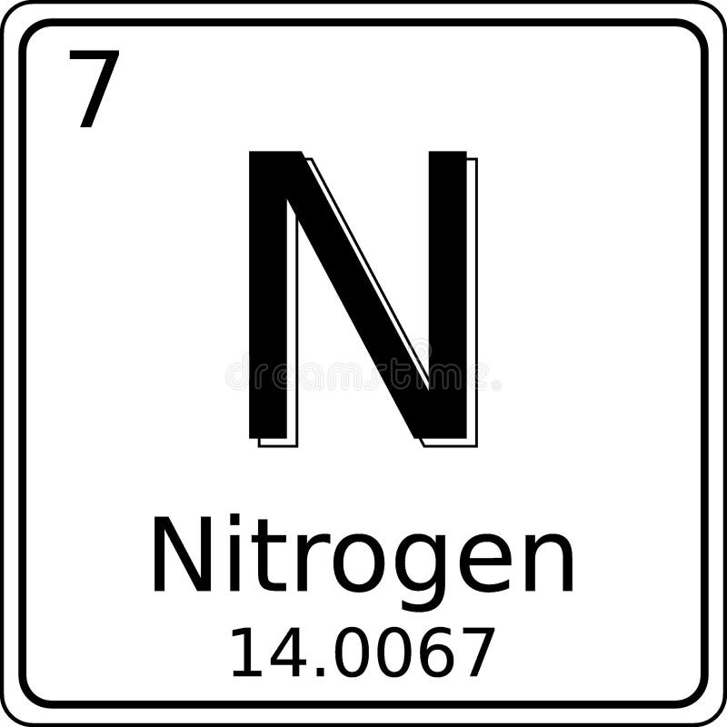 Black and White Vector Graphic of the Symbol of the Nitrogen (N ...