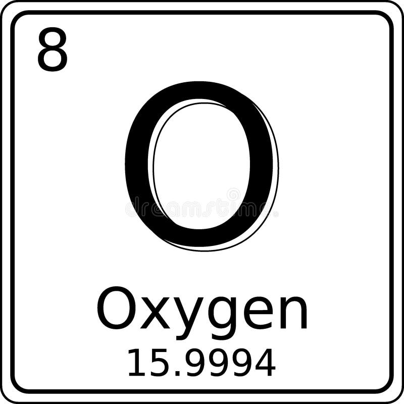 Black and White Vector Graphic of the Symbol of the Oxygen (O) Element ...