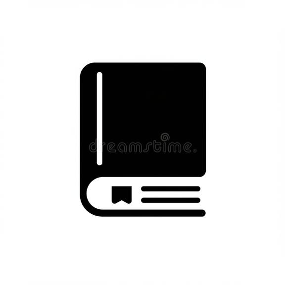 Black and White Vector Icon of a Closed Book with a Bookmark Stock ...