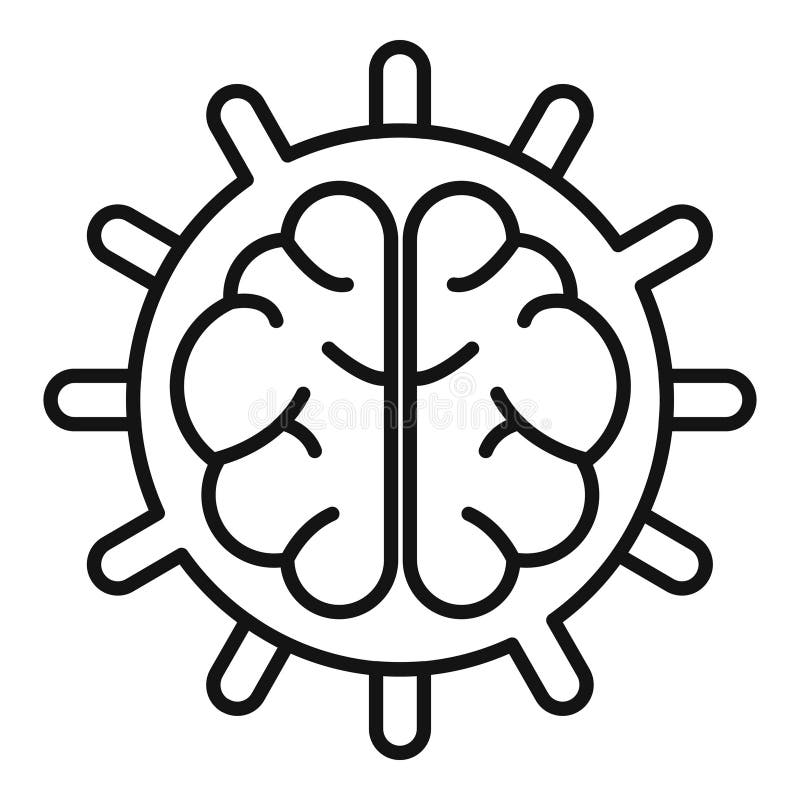 Black and White Vector Icon Illustrating a Brain in the Form of a ...