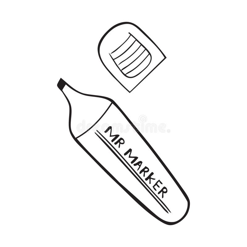 Black and White Vector Icon of Marker with Cap Stock Vector ...