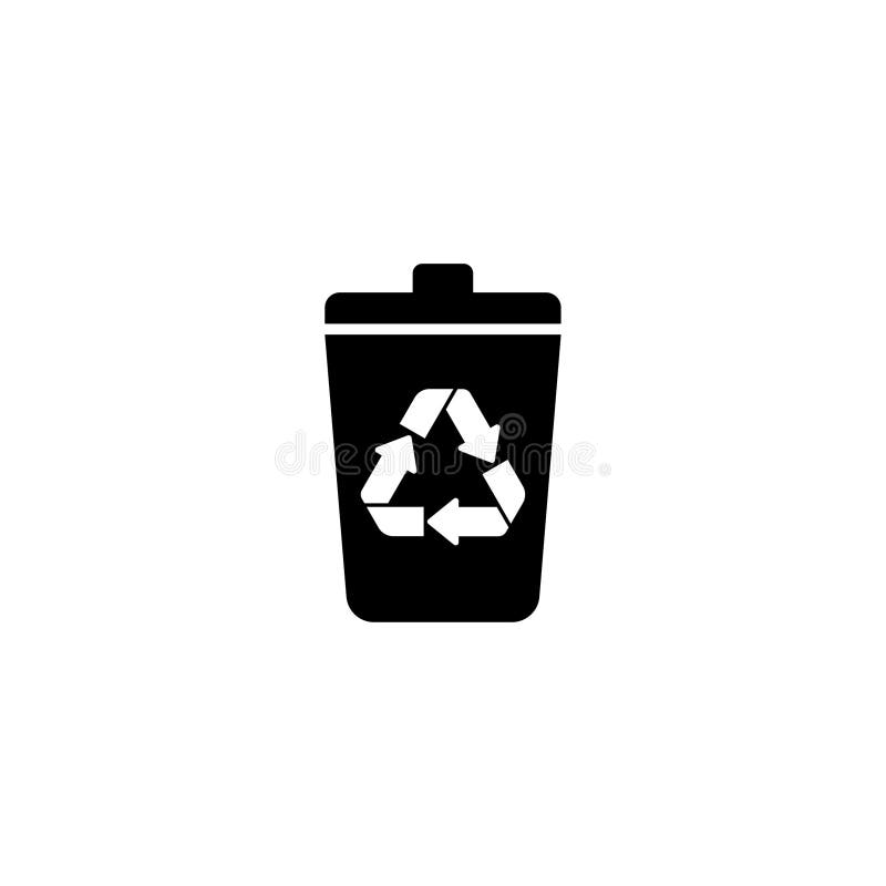 Black and White Vector Icon of a Recycle Bin with a Recycling Symbol ...