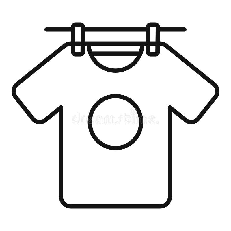 Black and White Vector Icon of a Tshirt Hanging on a Clothesline ...