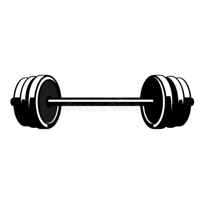 Black and White Vector Illustration of a Barbell. the Barbell Features ...