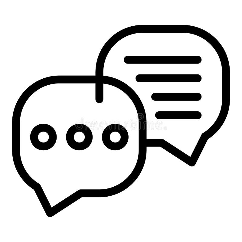 Black and White Vector Illustration of Chat Bubbles with Text Lines ...