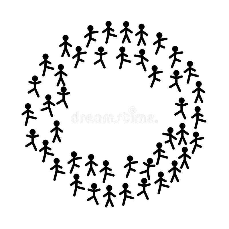 Black and White Vector Illustration Depicting a Group of Simple Stick ...