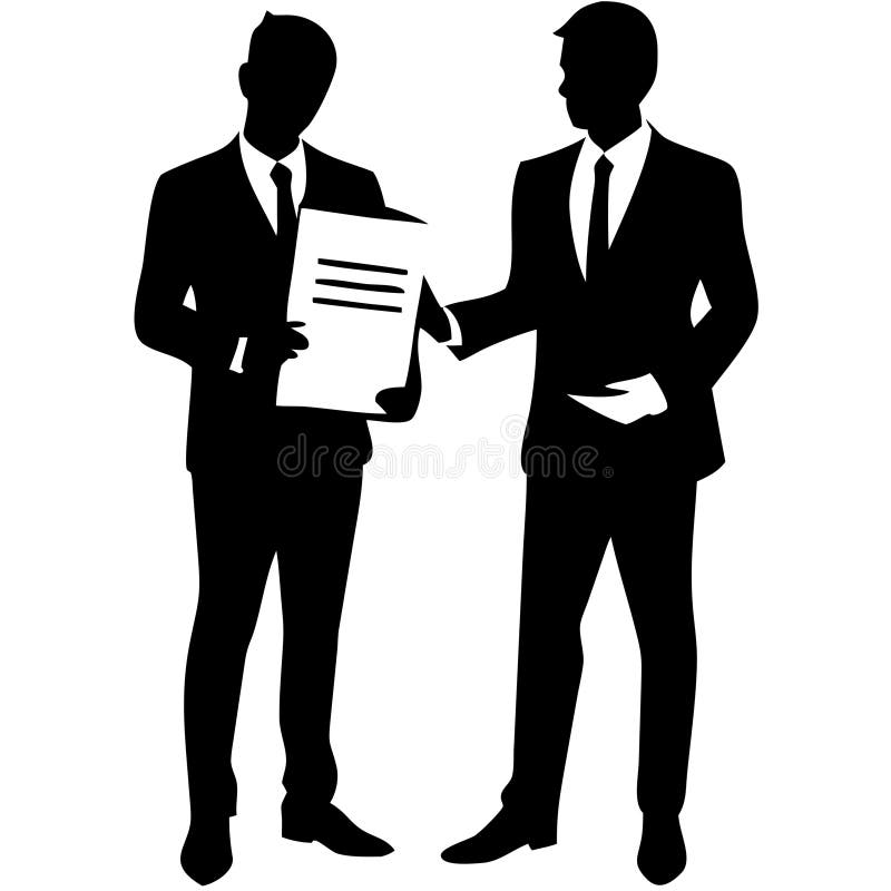 Business Professionals Exchanging Documents Silhouette Vector ...