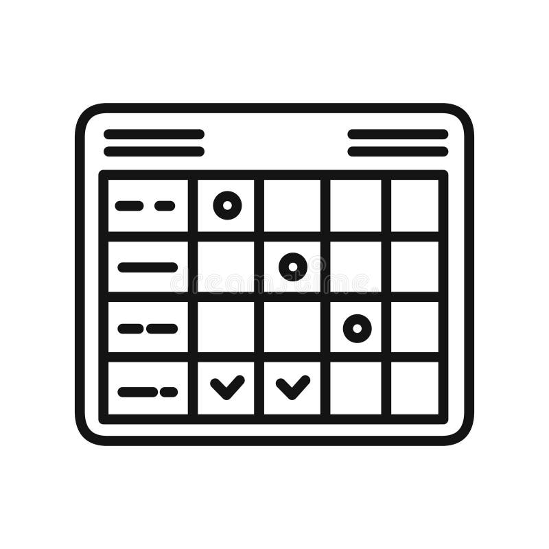 Class Timetable Icon Black and White Illustration Stock Vector ...