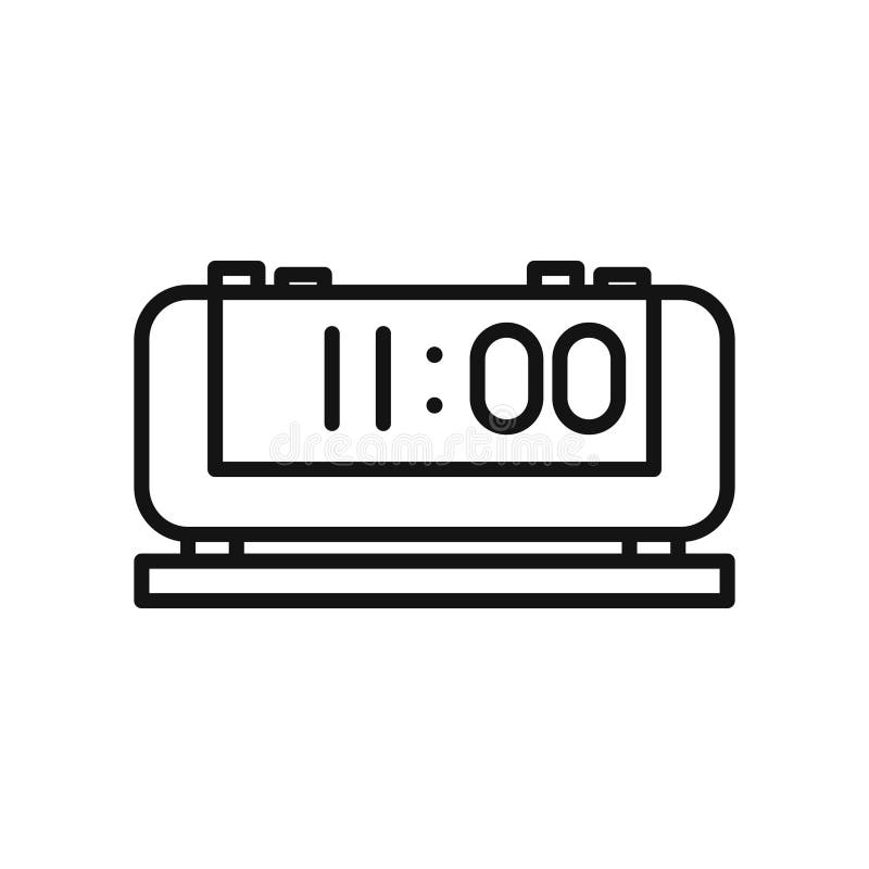 Digital Clock Icon Black and White Illustration Stock Vector ...