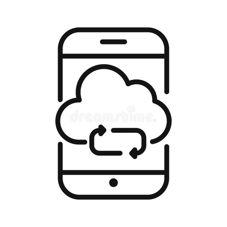 Mobile App Syncing Icon Black and White Illustration Stock Vector ...