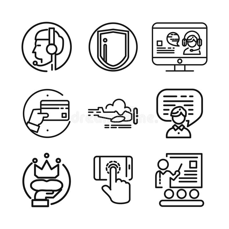 Services Icon Set Black and White Illustration Stock Vector ...